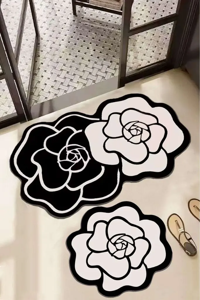 L'essentiel Maison Set prostirki za kupatilo Bungari Rose, 2 komada, Crno-beli