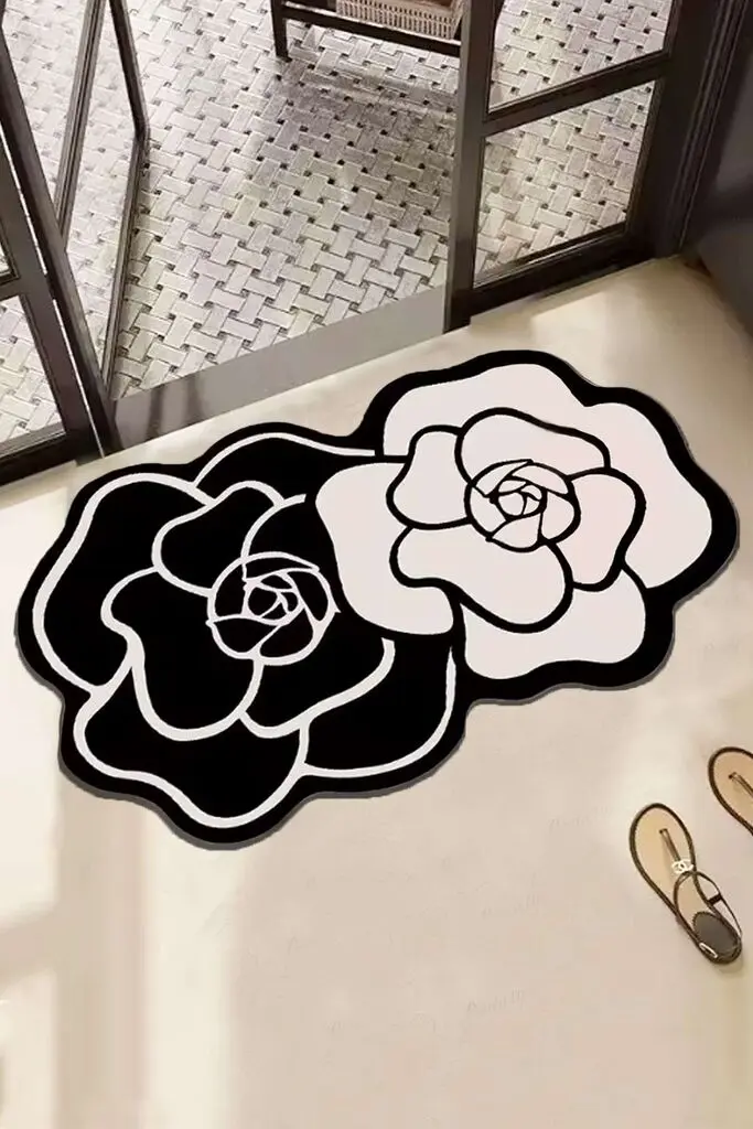 L'essentiel Maison Prostirka za kupatilo Bungari Rose, 60 x 100 cm, Crno-bela