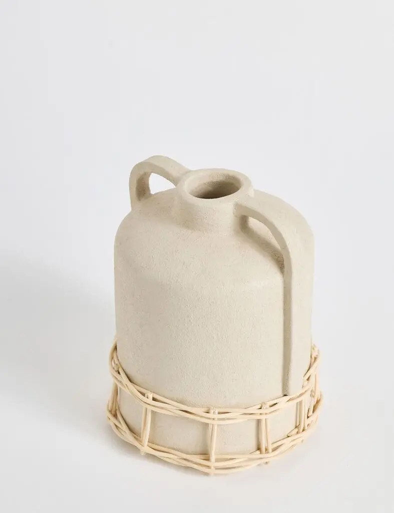 Aberto Design Vaza Handle Terracota, 14x19x14 cm, Krem