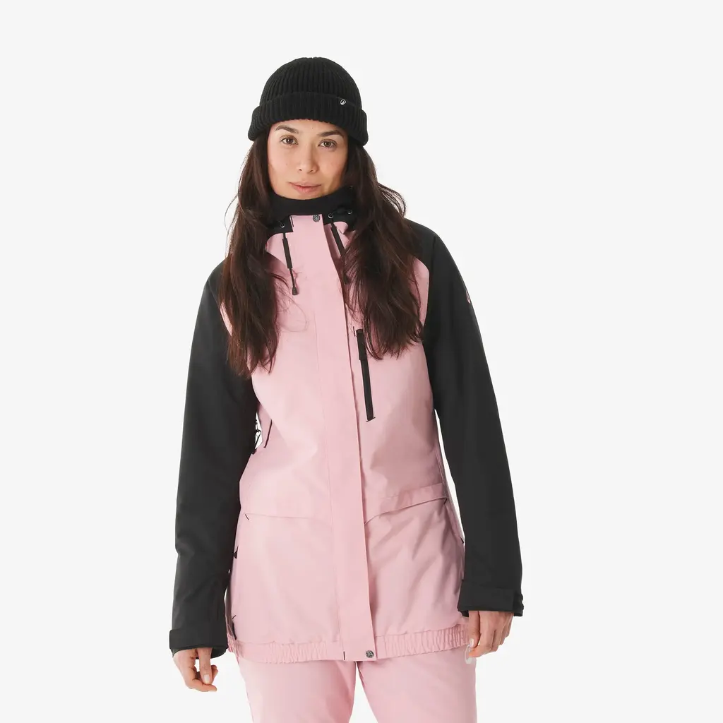 Roze ženska duga i topla jakna za skijanje i snoubording 500