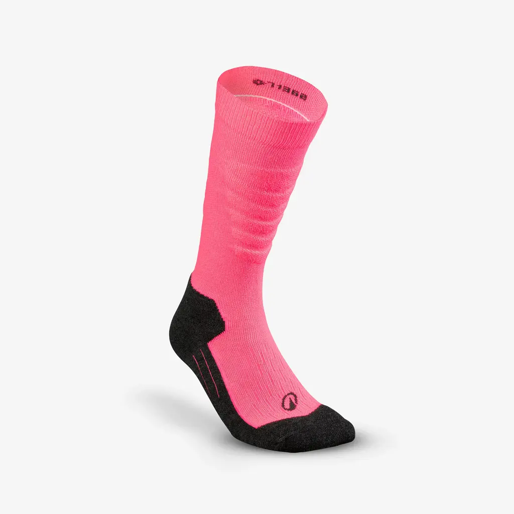 Roze tople čarape za skijanje 500