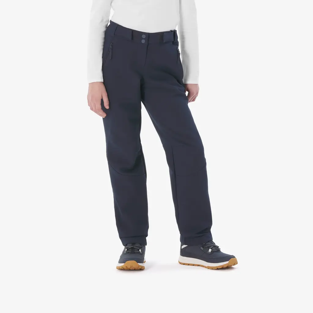 Dečije tople softšel pantalone za planinarenje, 7-15 godina, MH500 - plave