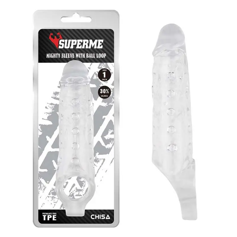 Navlaka za penis Mighty Sleeve, Providna, 22cm