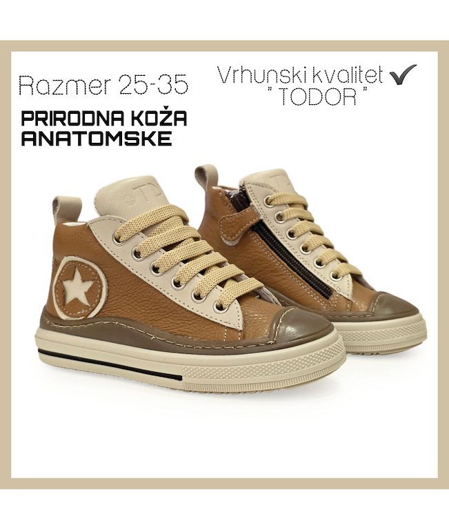 TODOR KOŽNE PATIKE - BROWN / BEIGE (25-30)