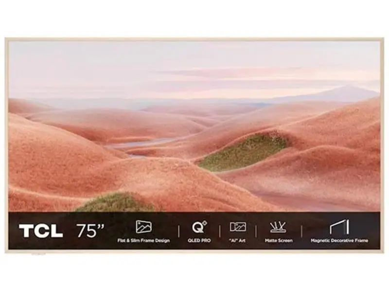 TCL Televizor 75A300W 75", QLED, 4K UHD, 144Hz, Matte Screen, "Ai" Art, Google TV, frame, Crni