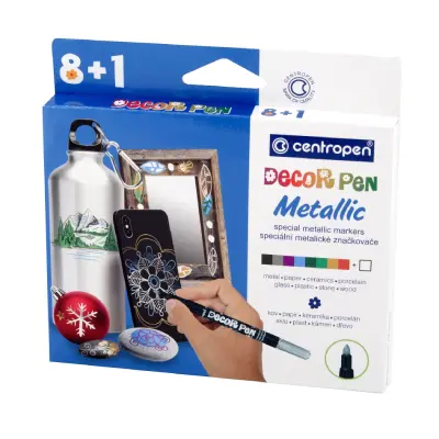 Centropen Flomasteri Decor metallic, 9 komada