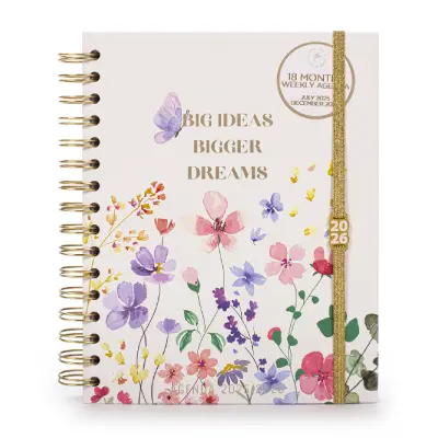 Tri Coastal Design Group S.R.L Datumirana agenda sa spiralom Weekly, 18 month, Big Ideas Bigger Dreams, Šarena