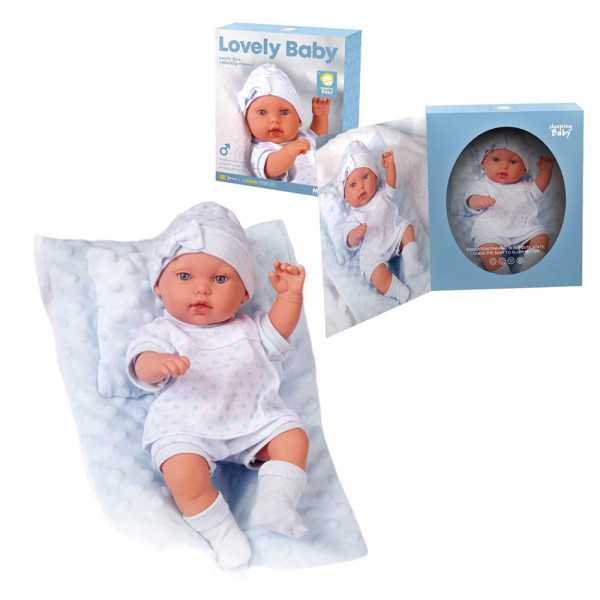 Lutka Lovely Baby 33cm sa jastukom plava