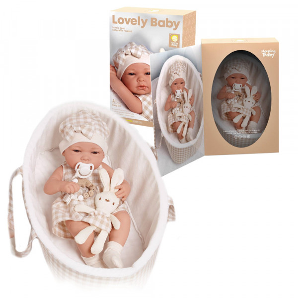 Lutka Lovely Baby 38cm u nosiljci žuta