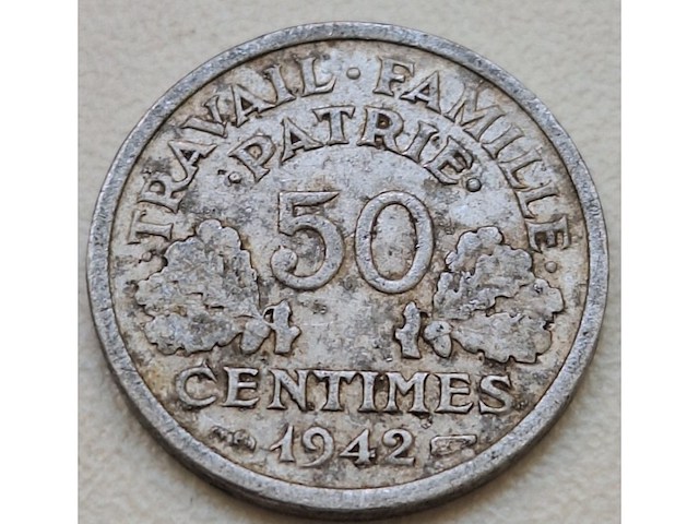 50 Centimes 1942 Francuska