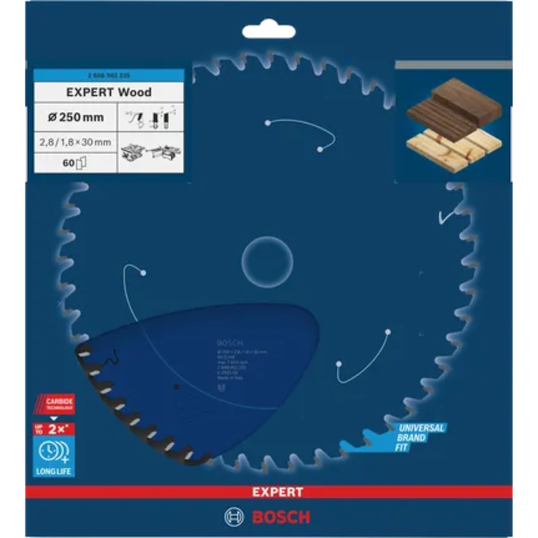 Bosch – EXPERT List kružne testere za drvo 250x30x2.8/1.8x60T – 2608902235