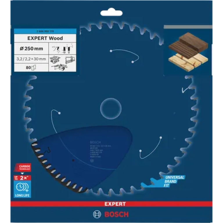 Bosch – EXPERT List kružne testere za drvo 250x30x3.2/2.2x80T – 2608902170