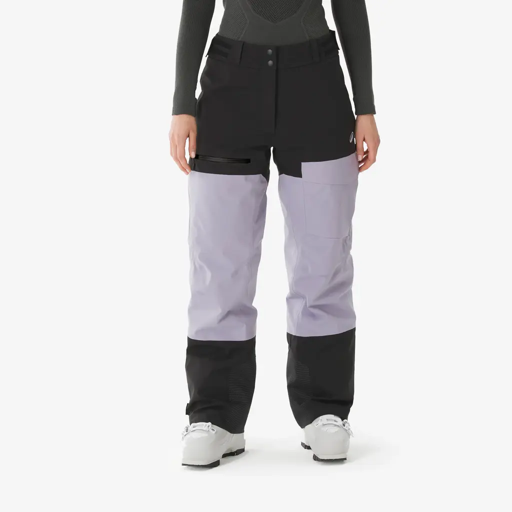 Ljubičaste ženske vodootporne pantalone za skijanje i snoubording 500 AM