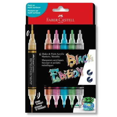 Faber-Castell Flomaster Shake and Paint, 6 komada, Metallic