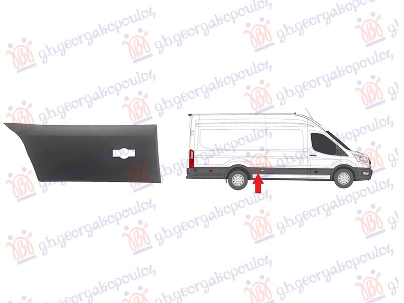 LAJSNA ZADNJEG BLATOBRANA SIVA (SA KACENJEM) (OTVOR ZA GABARITNO SVETLO) (DUPLI TOCKOVI) (DUGO VOZILO) Desna str. FORD TRANSIT (2013-2019) (OEM: 1854494)