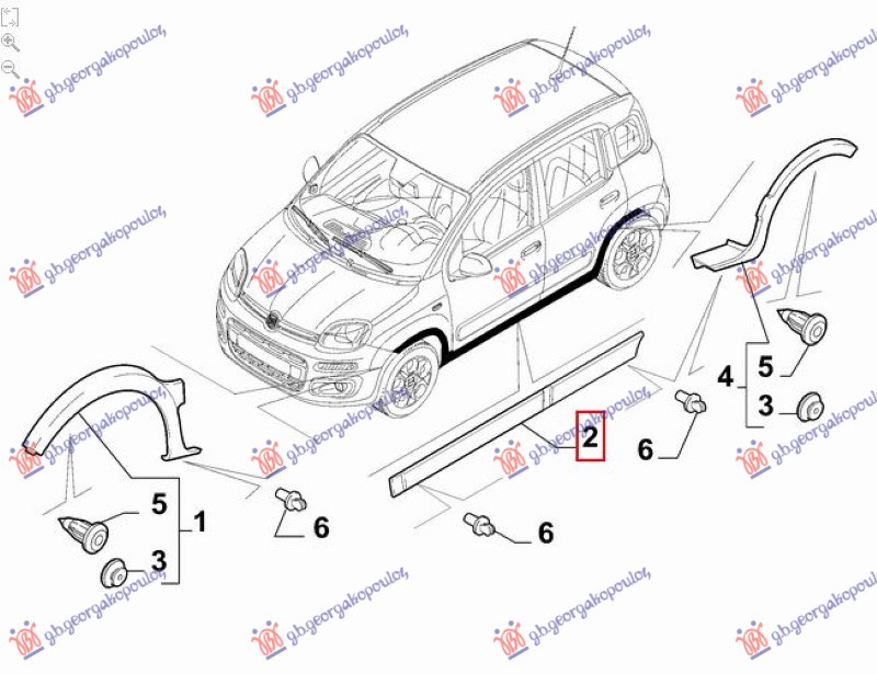 SAJTNA PLASTICNA (CROSS/4×4/TREKKING) (O) Leva str. FIAT PANDA NEW (2012-) (OEM: 735536820, 735786829)
