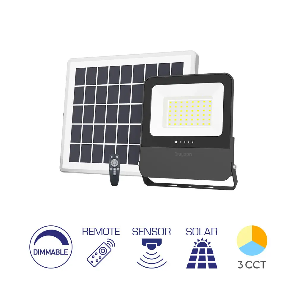 Braytron Solarni LED reflektor BRY-SOLAR PL-30W-3U1-DALJINSKI-IP65