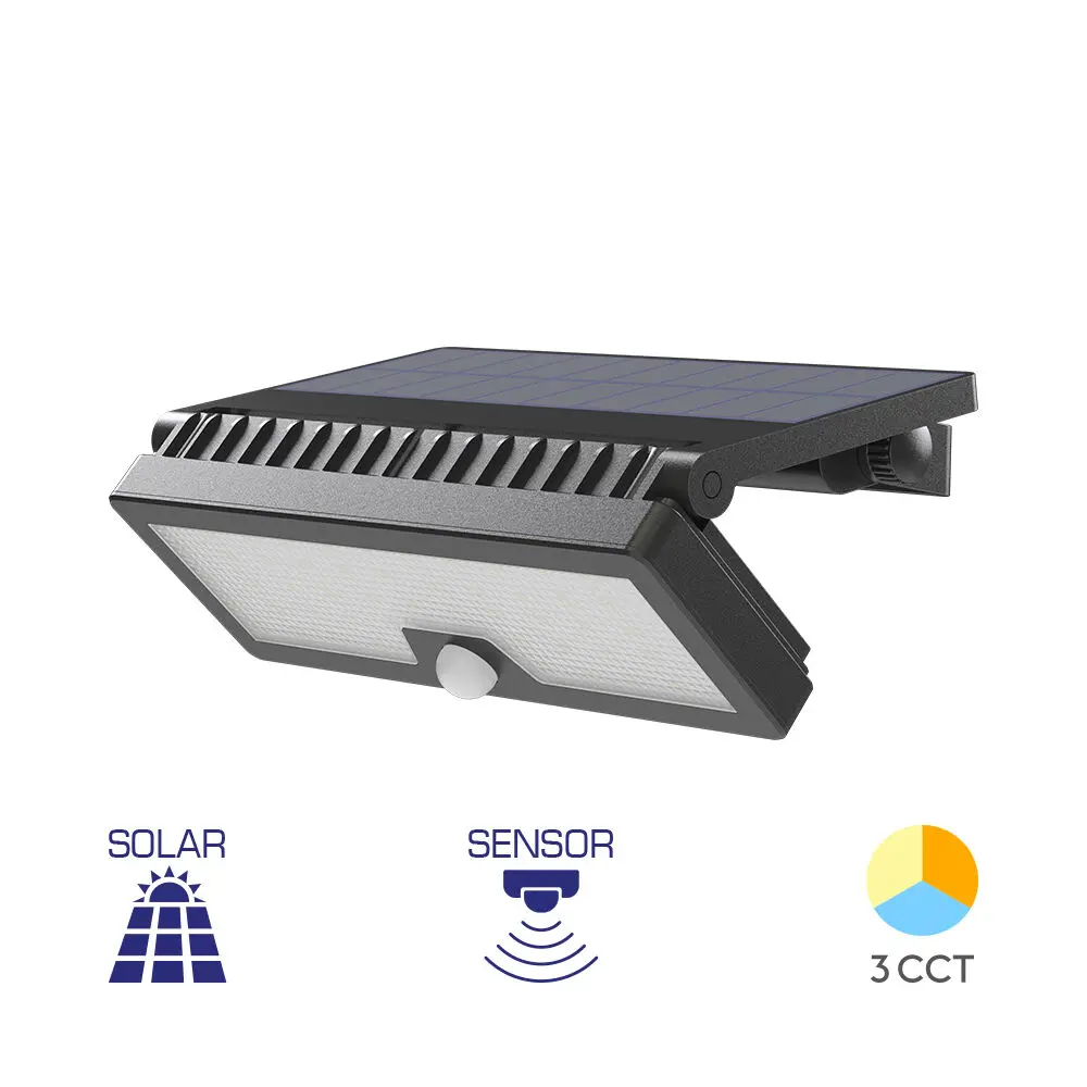 Braytron Senzor LED svetiljka BRY-SOLARIS-W3-CRNA-10W-3U1-IP54-SOLAR