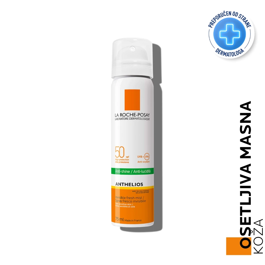 LA ROCHE-POSAY ANTHELIOS Nevidljivi i Osvežavajući Sprej za Lice, Protiv Sjaja 75 mL