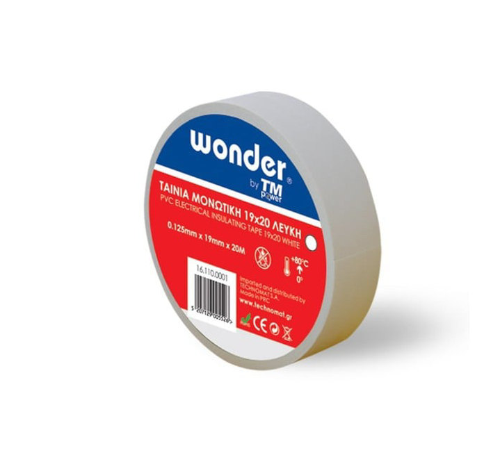 Traka izolir bela WONDER 0,125x19 mm 20 m