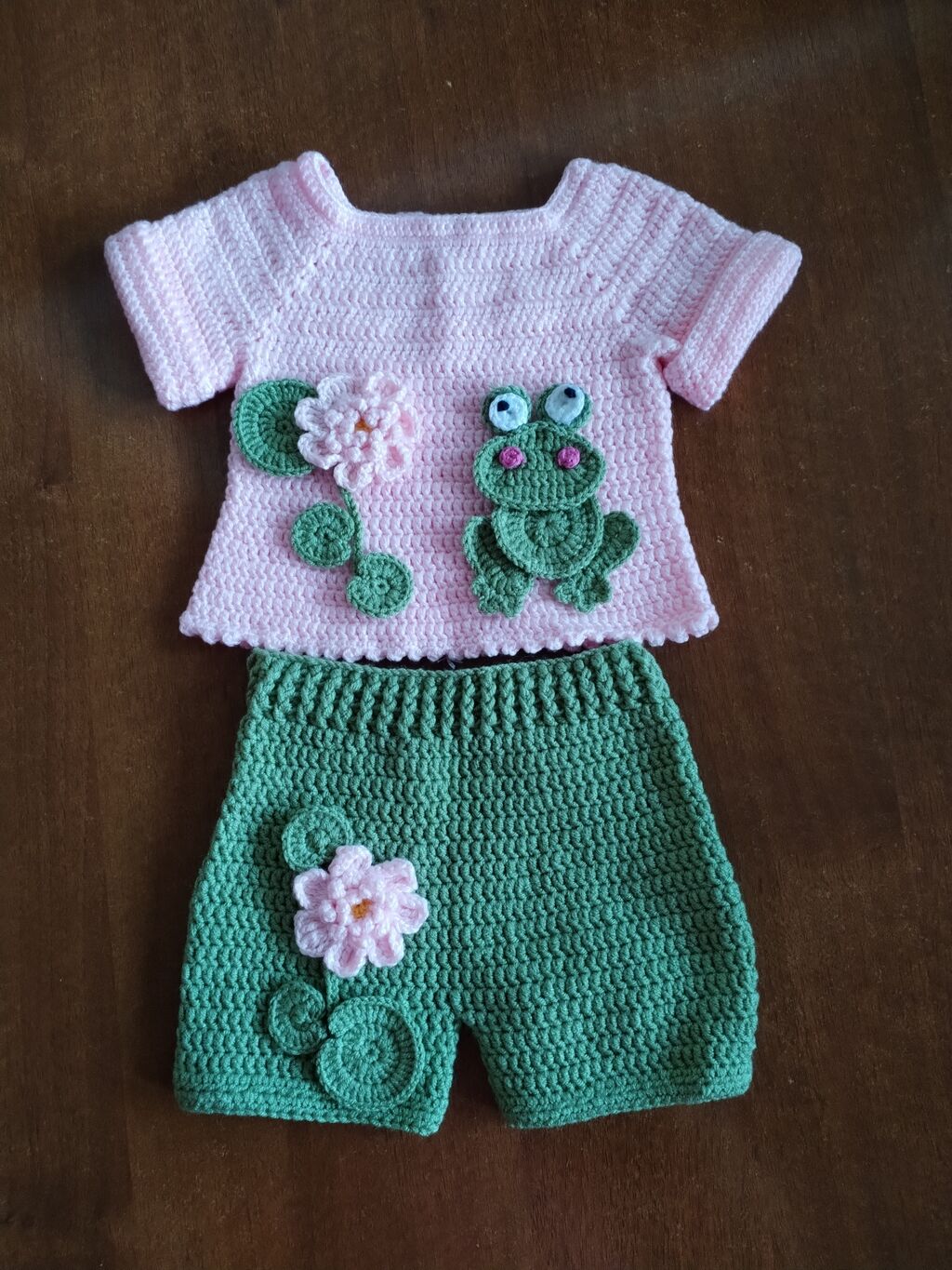 Ručno heklani kompleti za bebe/decu - Komplet 1: majica i šorts od