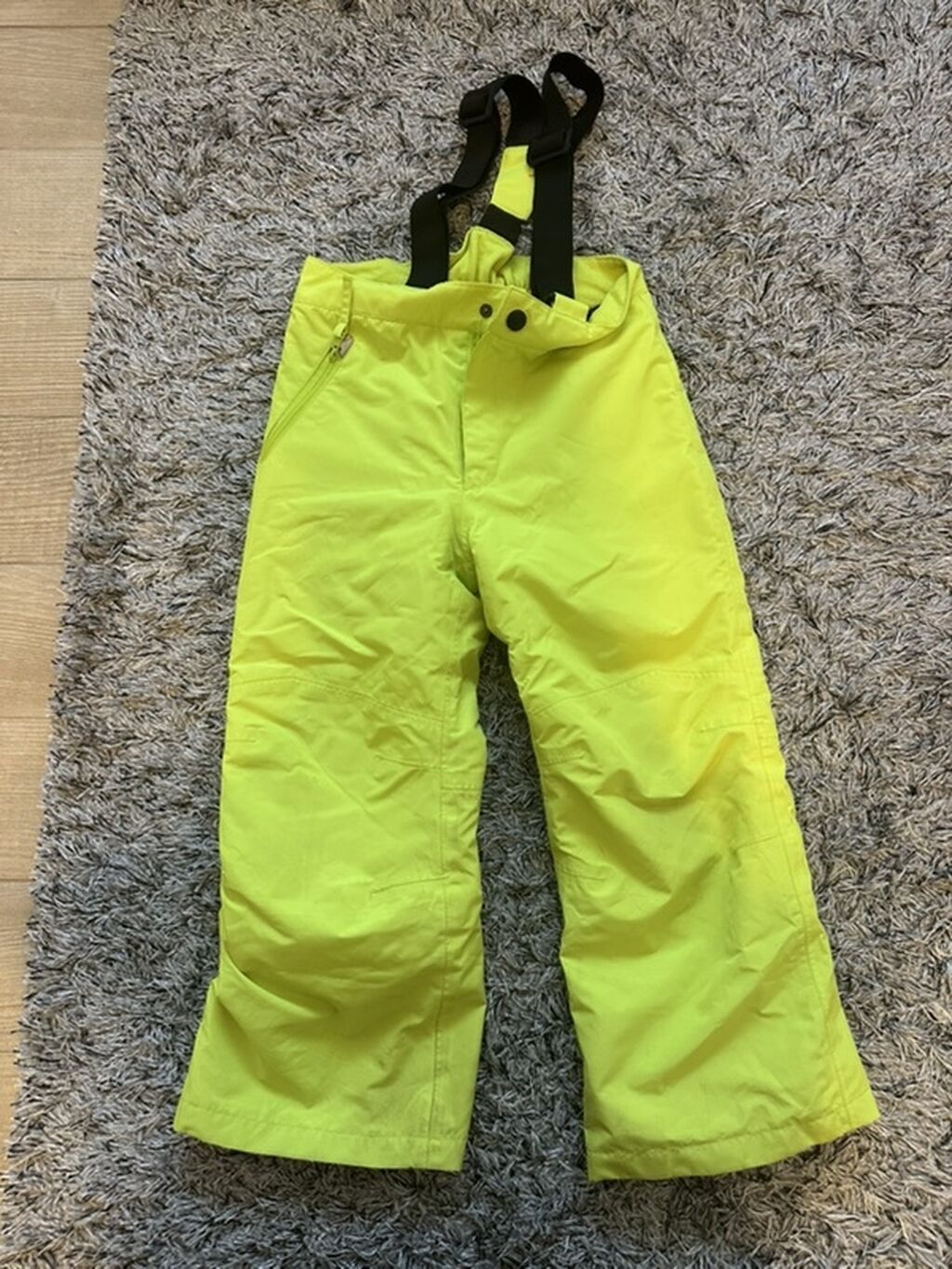 Dečije skijaške/snow pantalone u neon žutoj boji sa podesivim crnim