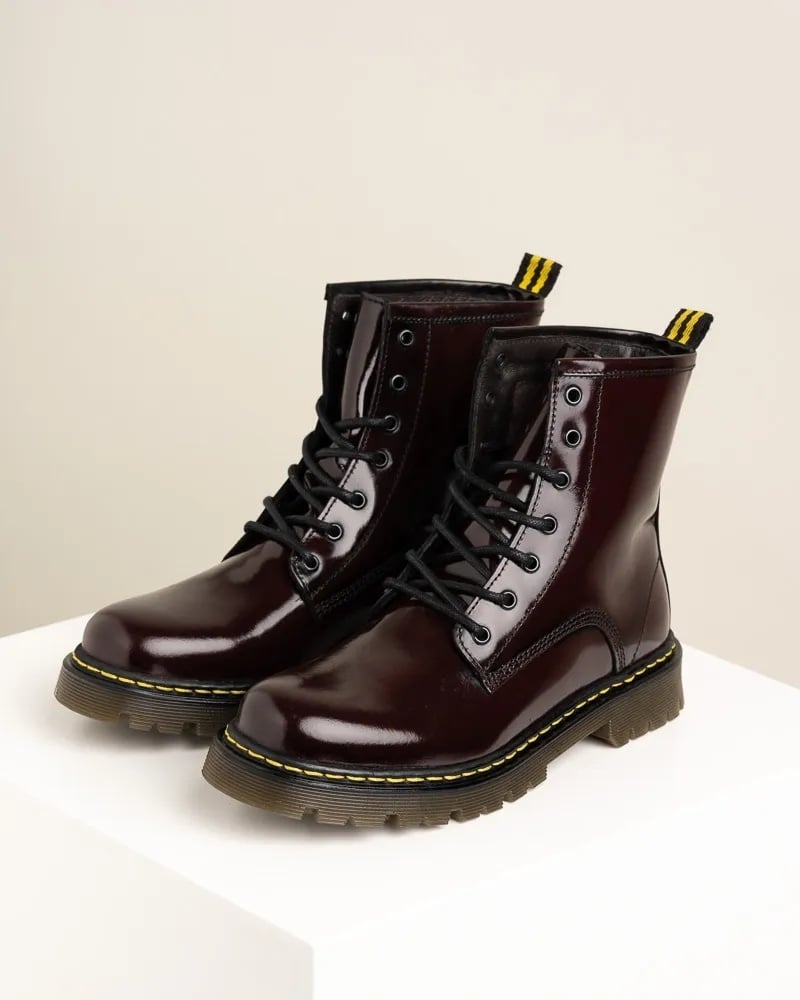 Ženske kožne lakovane martinke 273G bordo