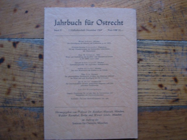 JAHRBUCH FUR OSTRECHT 10/1969