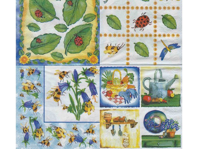 Salveta POV60_044 - 33x33cm Pčele Bubamare Baštovanstvo