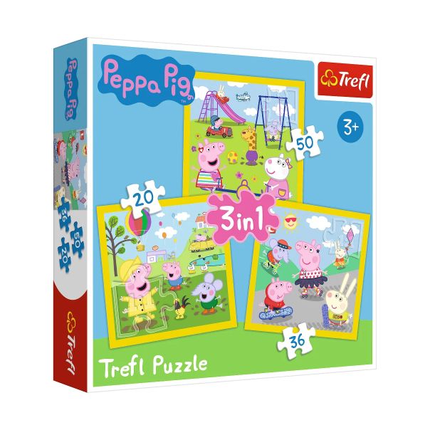 TREFL Puzzle 3u1 Pepa Prase 34849 - 50, 20, 36 delova