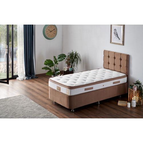 Latte - Light Brown (80 x 180) Light Brown Single Mattress, Base & Headboard