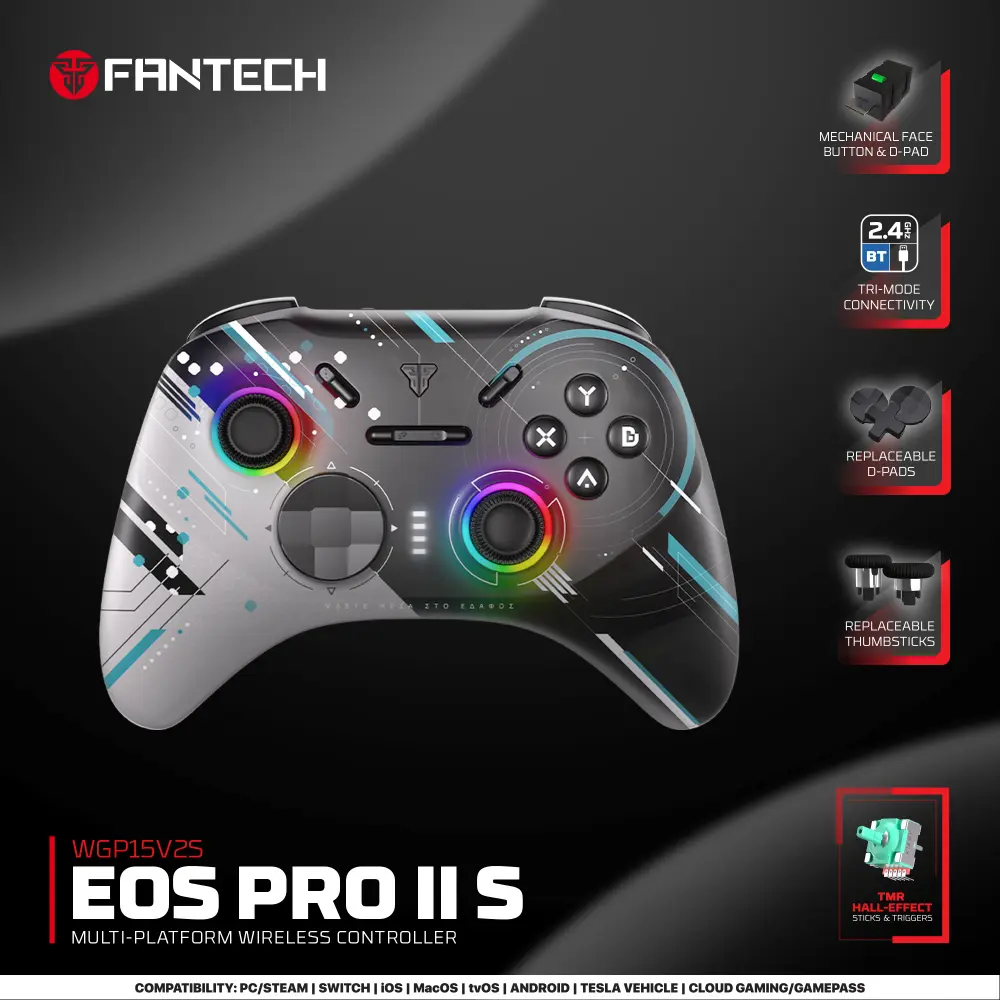 Joypad wireless Fantech WGP15V2S EOS PRO II S Geminus multiplatform RGB crni