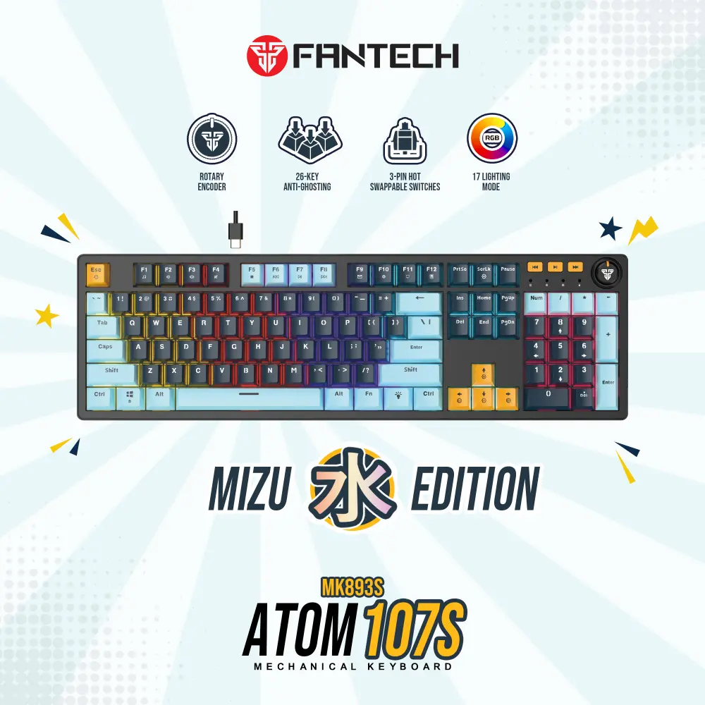 Tastatura mehanička Gaming Fantech MK893S RGB Atom 107S MIZU Navy (Blue switch)