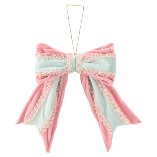 Royal 10, novogodišnja dekoracija, mašna pliš, pastel roze