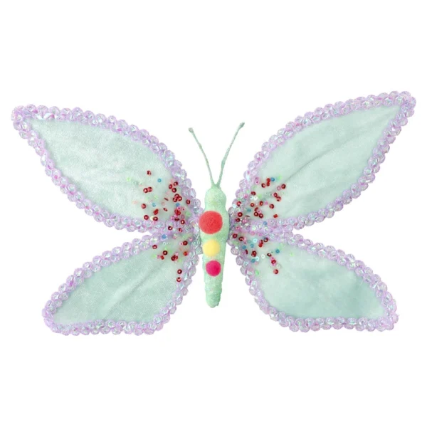 Blossom 20, novogodišnja dekoracija, leptir plišani, pastel mint, 20cm