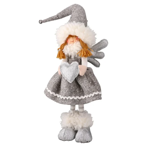 Cupid, novogodišnja dekoracija, devojčica, srebrna, 62cm