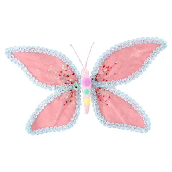 Blossom 20, novogodišnja dekoracija,leptir plišani, pastel roze, 20cm