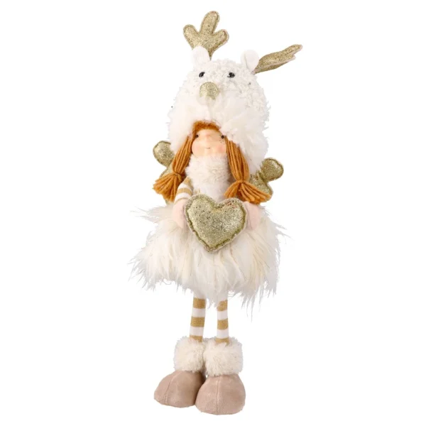 Cupid, novogodišnja dekoracija, devojčica, bela, 55cm