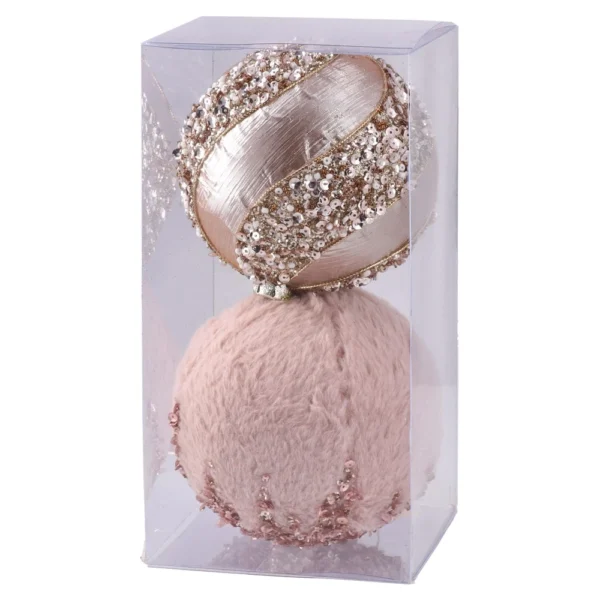 Icy lux, novogodišnja kugla, set, zlatno-roze, 12cm, miks, 2K