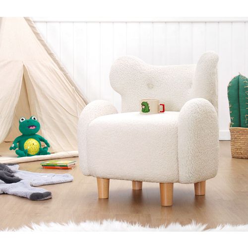 Juano Teddy - White White Kid's Wing Chair