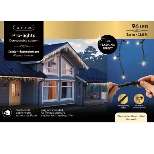 Lumineo Novogodišnje LED lampice 3.6m toplo bela 96L funkcija treperenja Pro-lights Icicle 49.3758