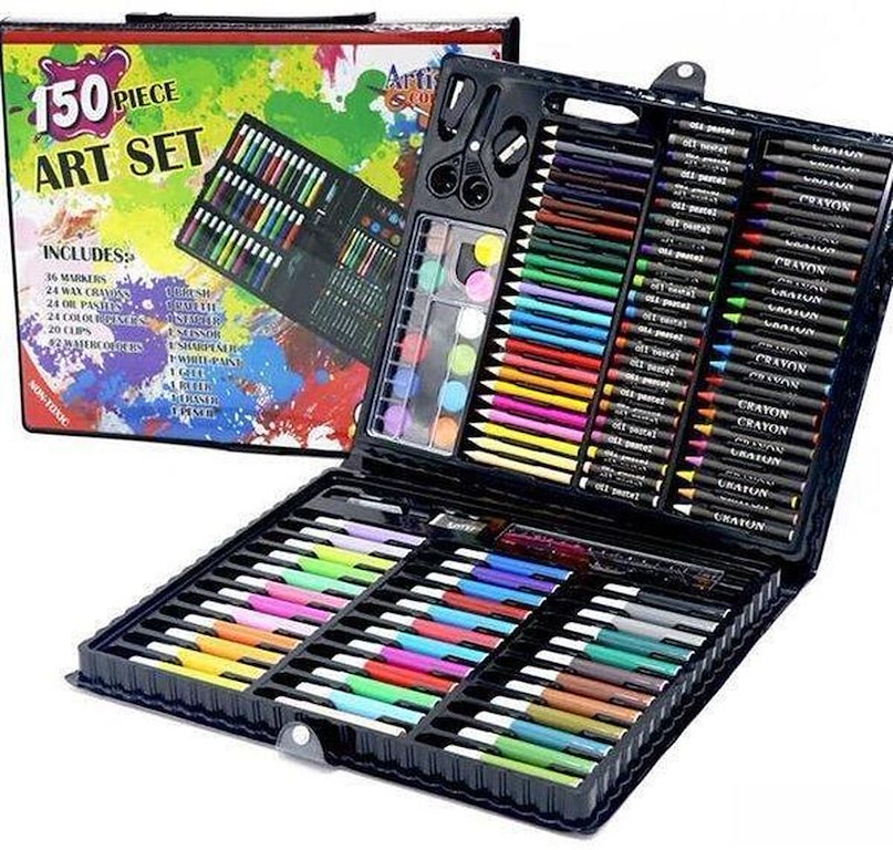 Kofer set bojica i flomastera-vostane boje 150 komada. kofer set