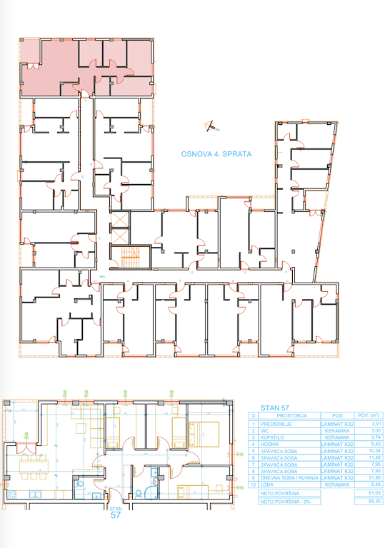 Palilula, Četvoroiposoban stan na prodaju, 88.3m2, 146.578€