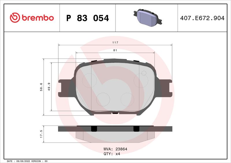 Komplet pločica, disk-kočnica BREMBO P 83 054