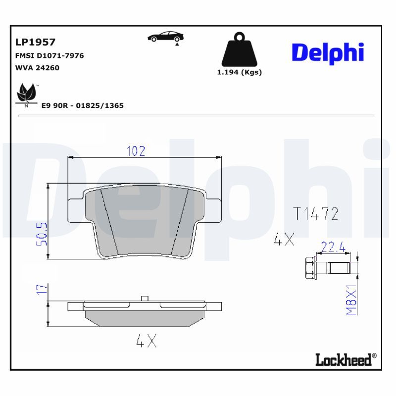 Komplet pločica, disk-kočnica DELPHI LP1957