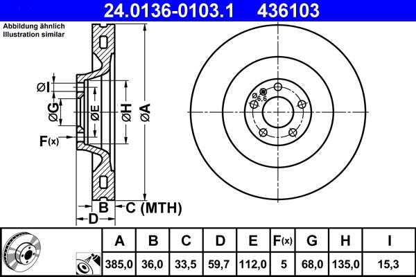 Kočioni disk ATE 24.0136-0103.1