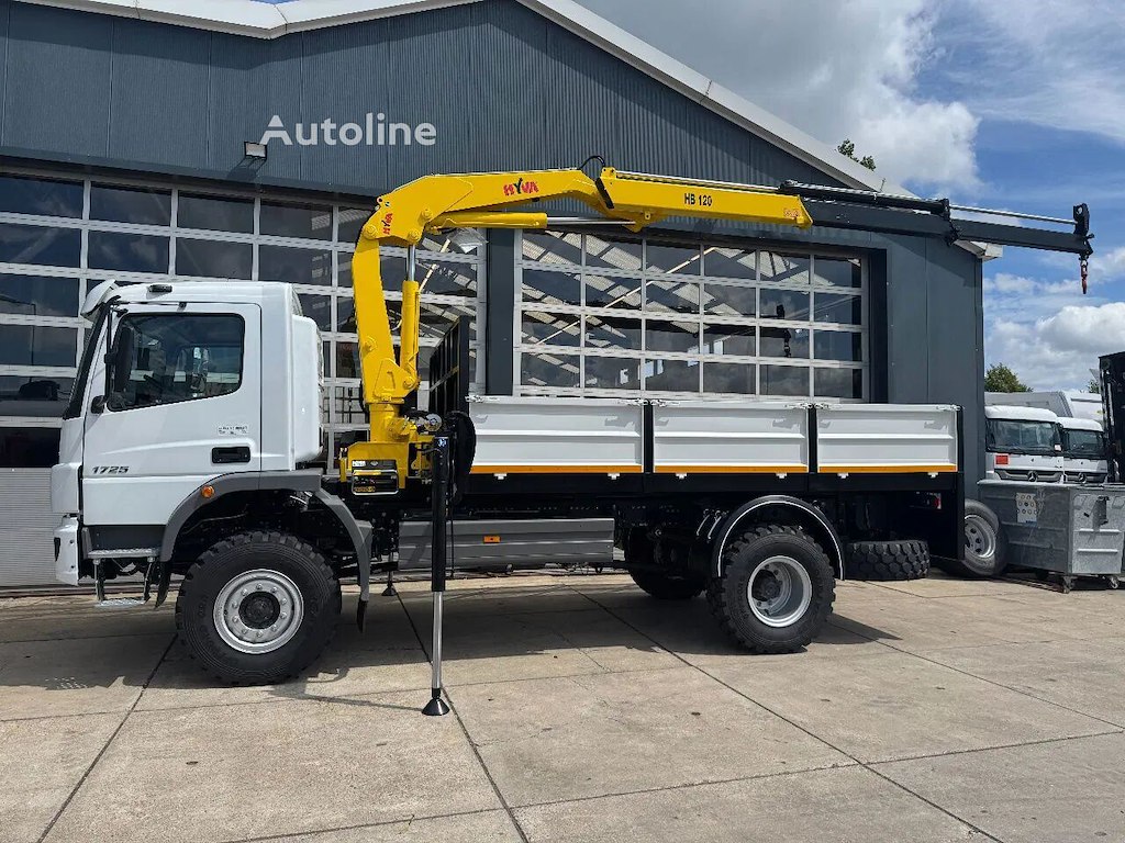 Novi Mercedes-Benz Atego 1725 4x4 Flatbed with Hyva HB120 Crane kamion s ravnom platformom