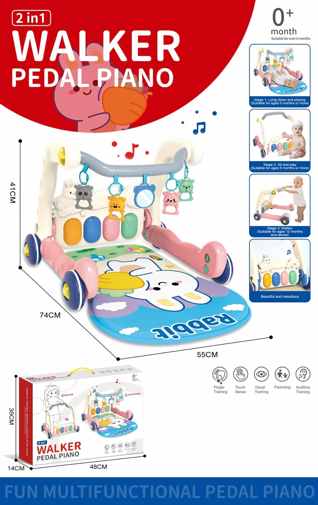 2-u-1 hodalica i piano podloga za bebe - Namenjeno od 0+ meseci: više