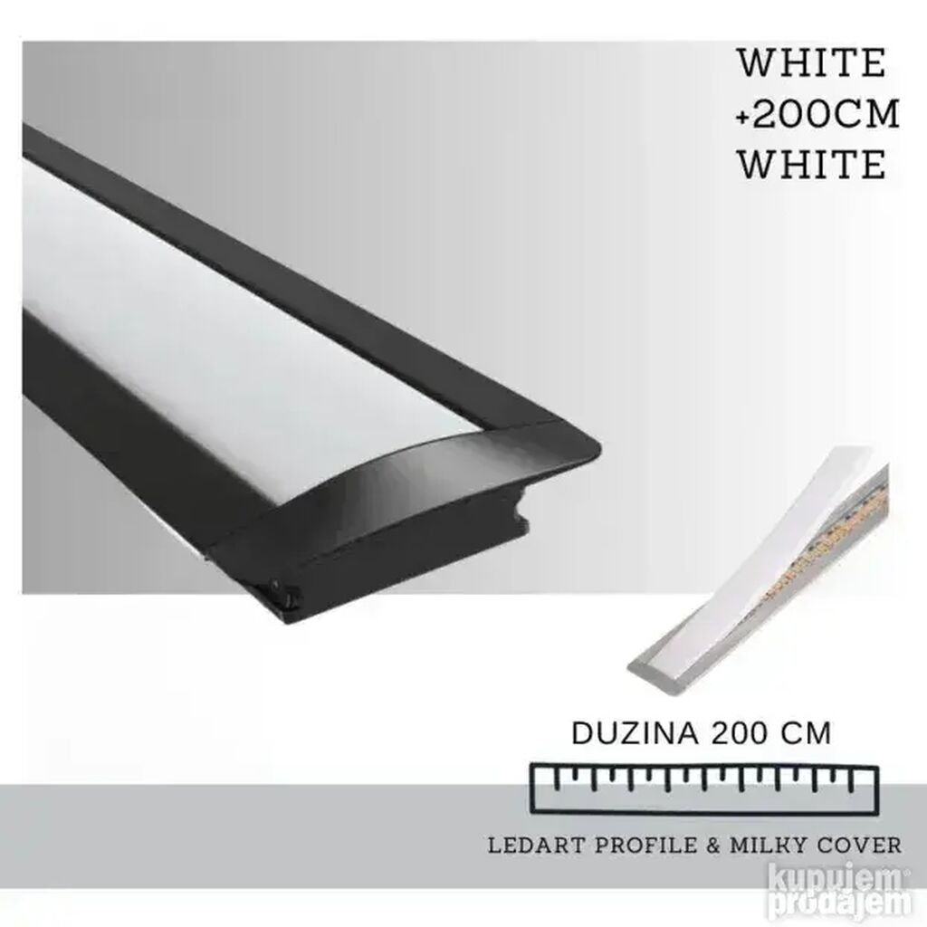 MEGGA, 2M LEDART-U BK ALUMINIJUMSKI PROFIL 13671-15 PC MILKY, 013671