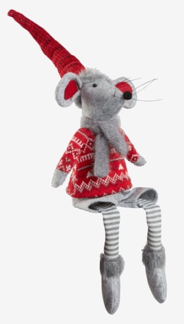 Christmas mouse H67cm grey